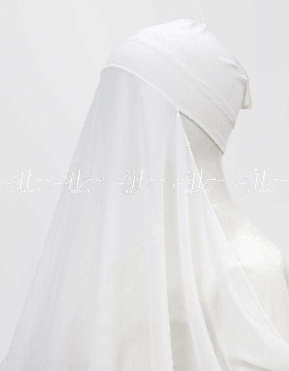 Instant Georgette Hijab With Attached Cap - White – hijabinist